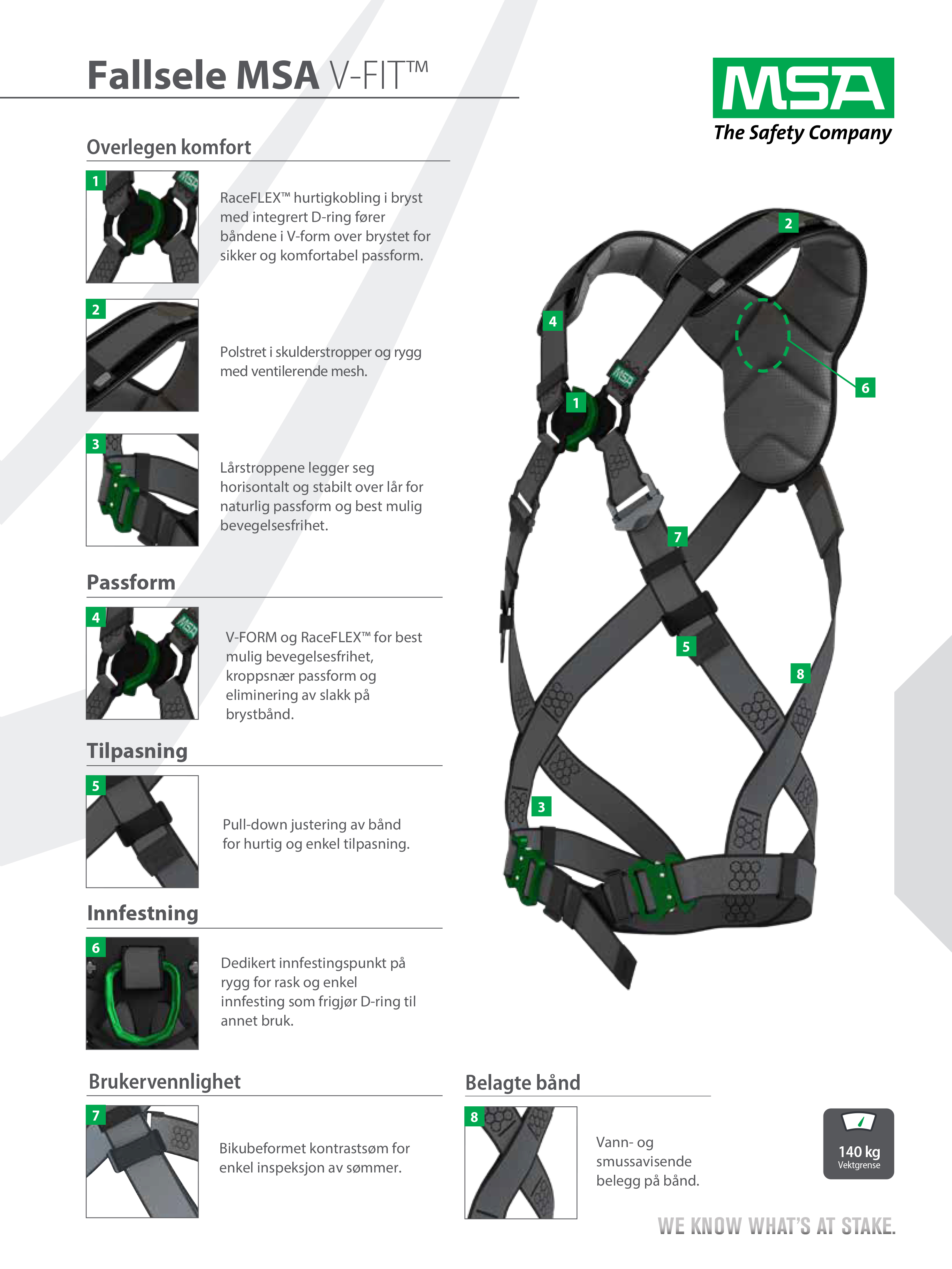 Fallsele MSA V-FIT™ - designet for best mulig bevegelses...