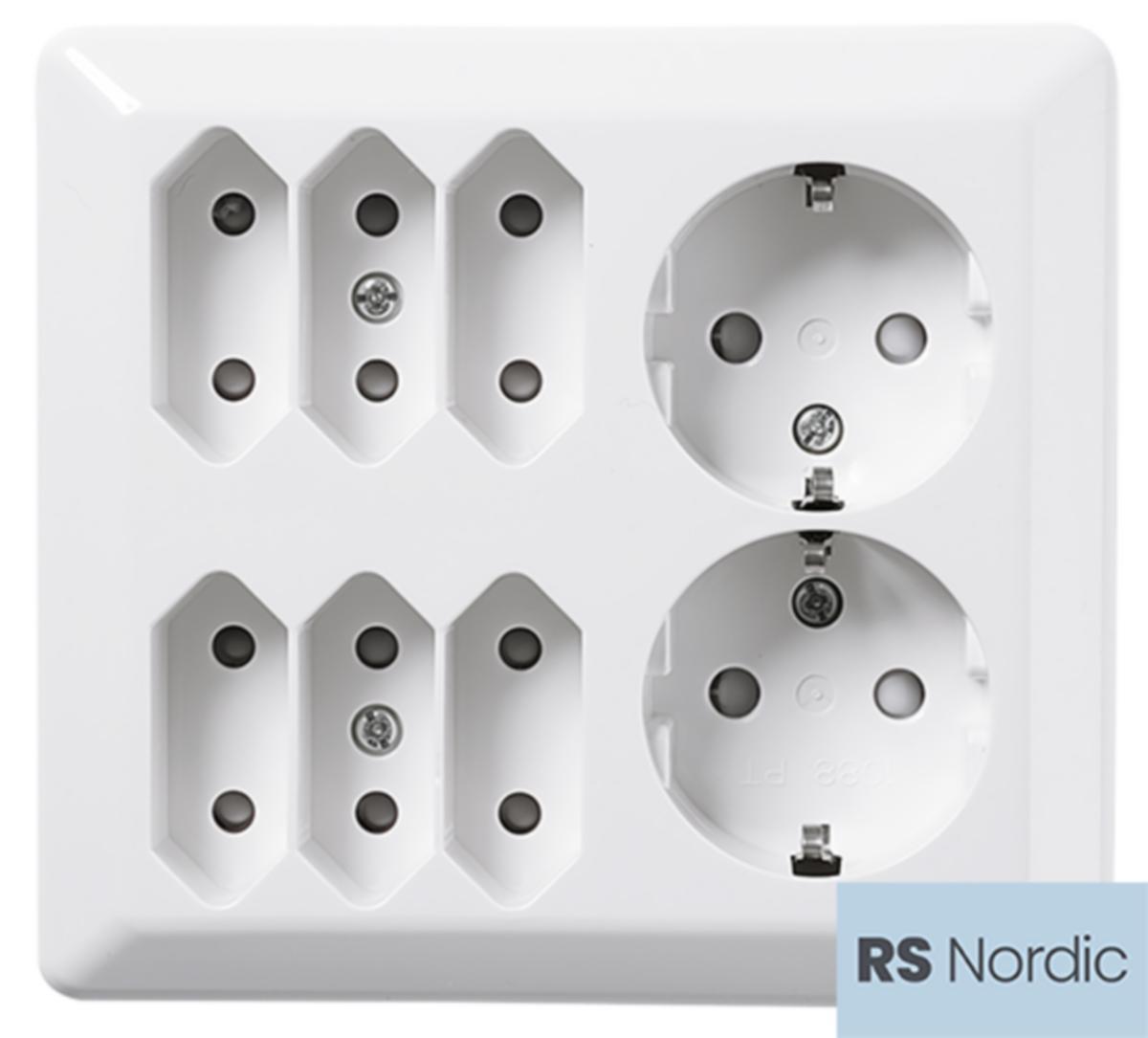 2+6 stikk m/j p rs rh rs nordic multistikkontakt med - mu...
