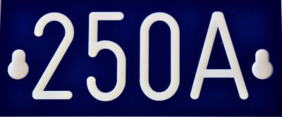 Merkeskilt blå 250a 64x146x1.6mm ensidig - merkeskilt til...