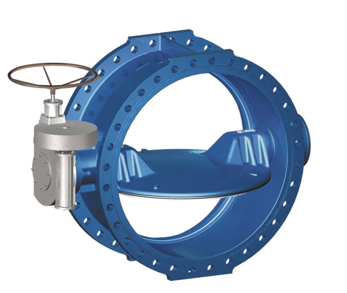 Dn800 spj.ventil m/gir og ratt dobbeleks. m/integr.sete.