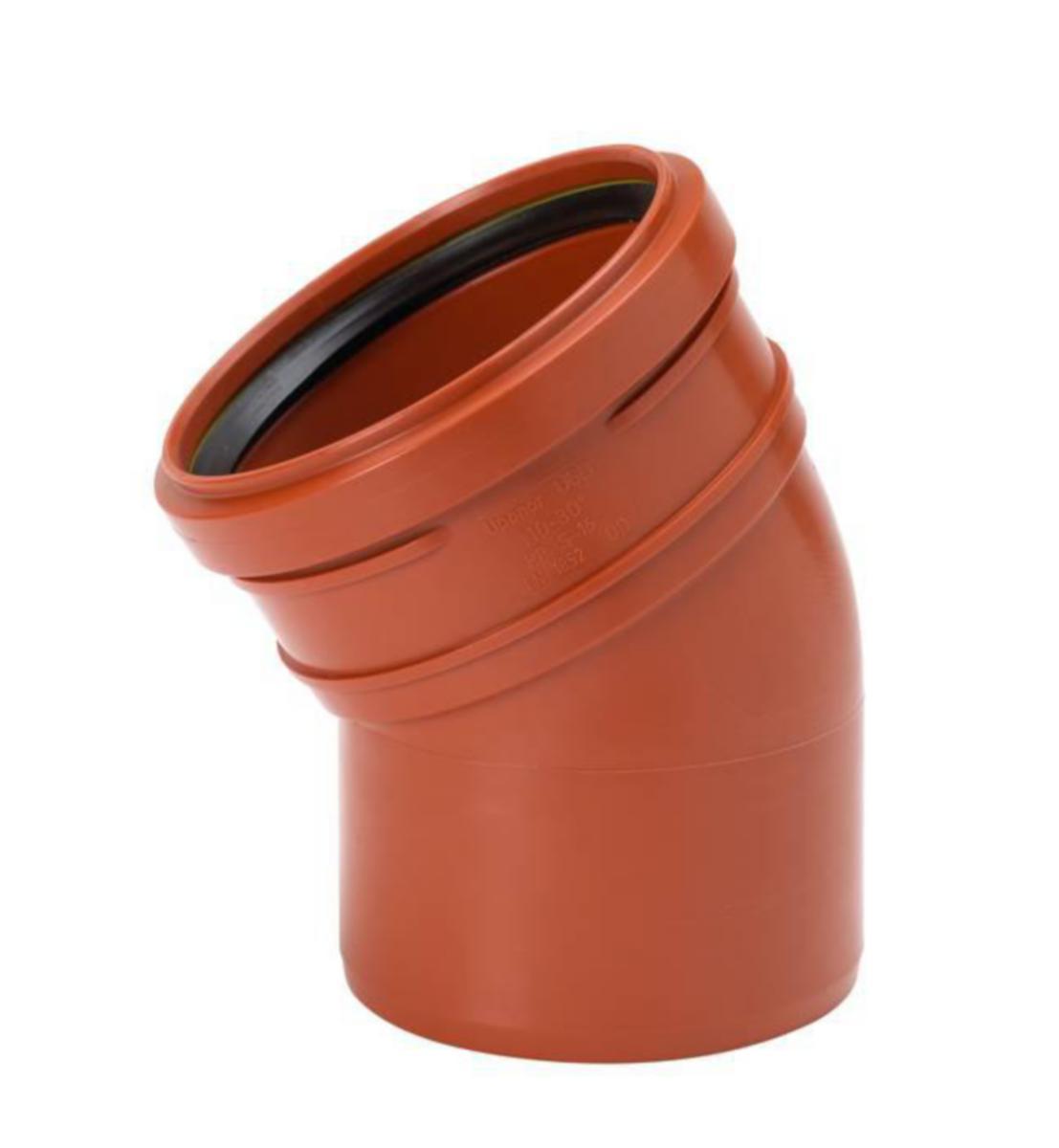 250 mm x 30° pvc bend rødbrun - bend 30°, rødbrun pvc, up...