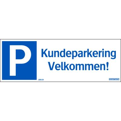 Skilt kundeparkering velkommen systemtext 297x105mm alu