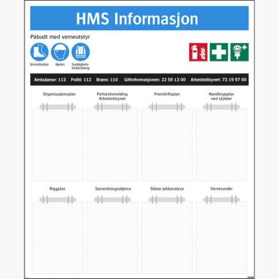 Skilt hms tavle systemtext 950x1150mm alu - skilt systemt...