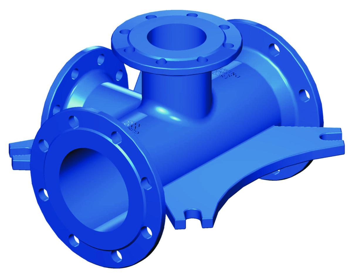 Dn 100 x 100 flense t-rør br.avst. og forankring pn10/16 ...