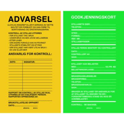 Skilt stillas 2-sidig 140x240mm grønn/gul - stillasskilt ...