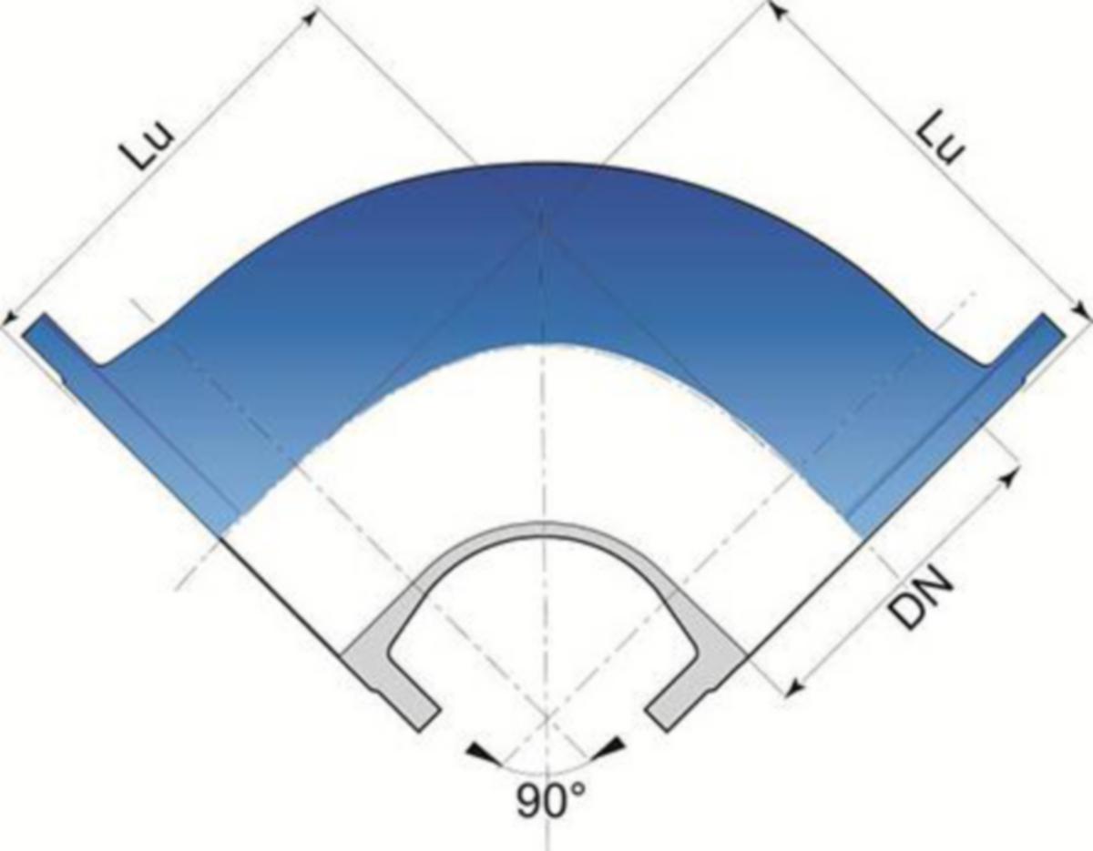 Dn 700 x 90° flensebend pn10 bgl=800x800mm blå epoxy - fl...