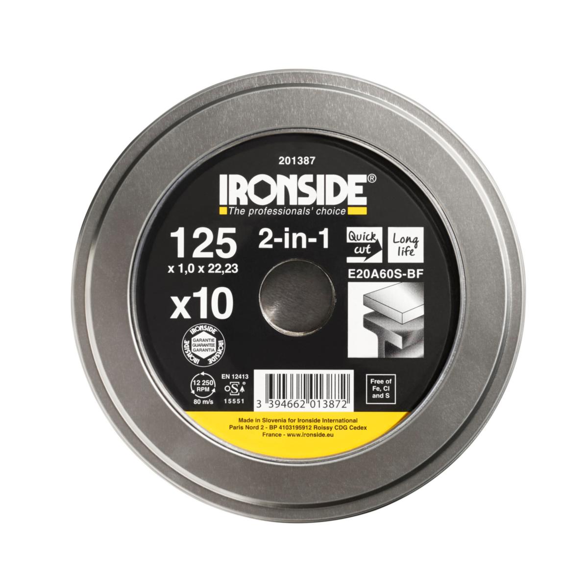 Kappeskive f41 2in1 10pk ironside ø125x1.0x22mm 201387