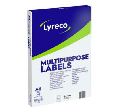 Etikett a4 lyreco 41x70mm 2100 stk - etikett a4 lyreco