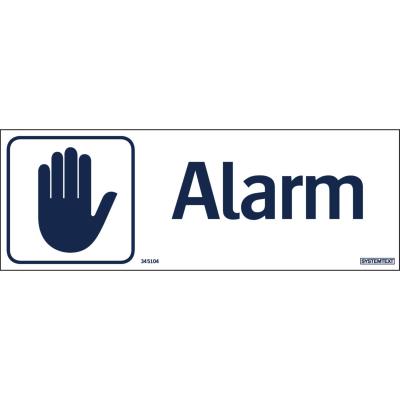 Skilt alarm systemtext 297x105mm plast - skilt systemtext...