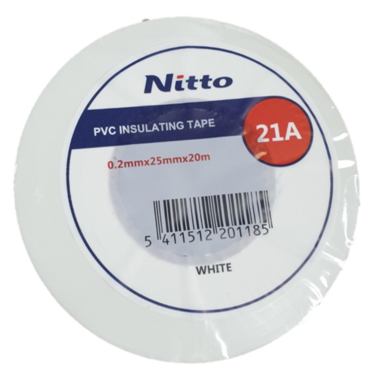 Isoleringstape pvc nitto 21a 25mm x 20m hvit - isolerings...