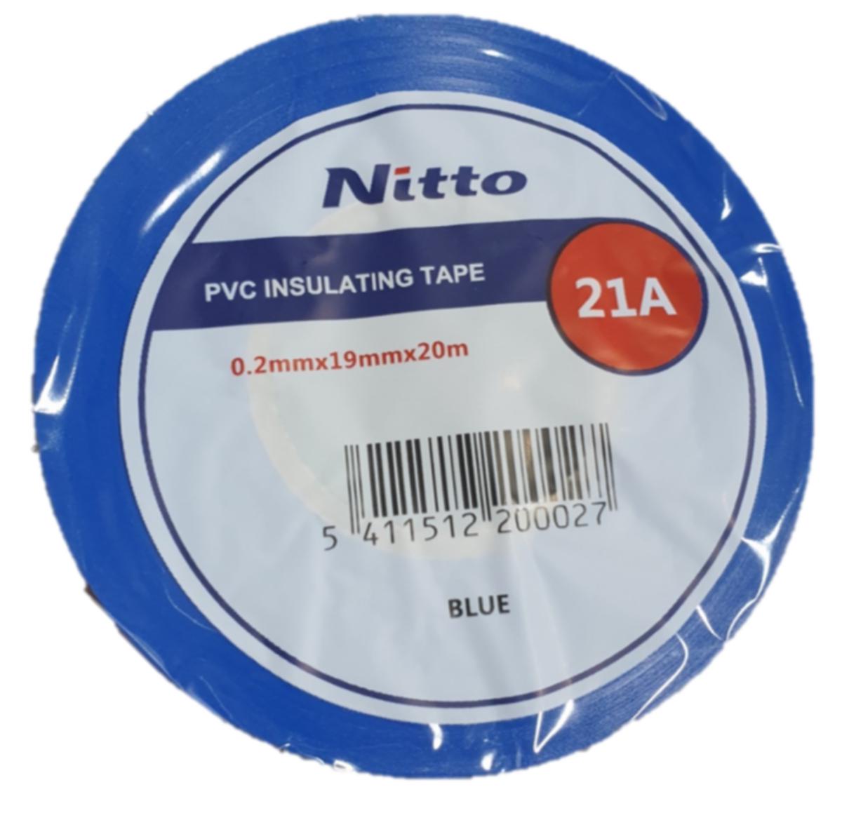 Isoleringstape pvc nitto 21a 19mm x 20m blå - isolering...