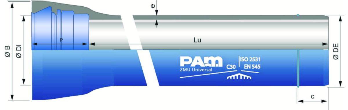 Dn700 dukt. rør universal c30 standard ve zmu - støpejern...