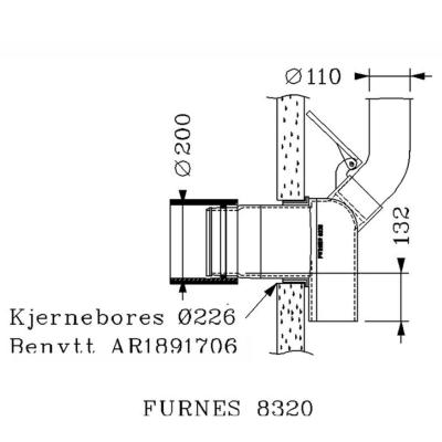 Furnes dykker f/sandfang m/utl 8320 f/ø200 betong/plast