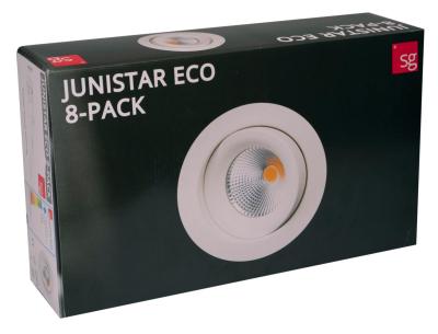 Junistar eco hvit 2700k 8 stk i pak - downlight sg® junis...
