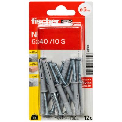 Spikerplugg n 6x40 a 15stk fischer bk - spikerplugg fisch...
